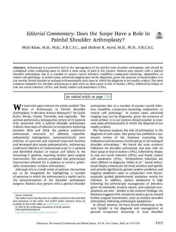 (PDF) Editorial Commentary: Does the Scope Have a Role in Painful ...