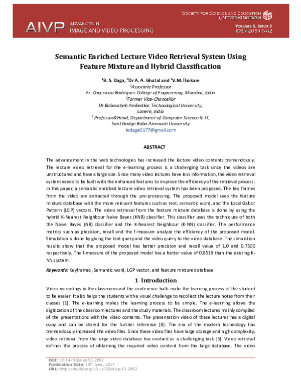 (PDF) Semantic Enriched Lecture Video Retrieval System Using Feature Mixture and Hybrid ...