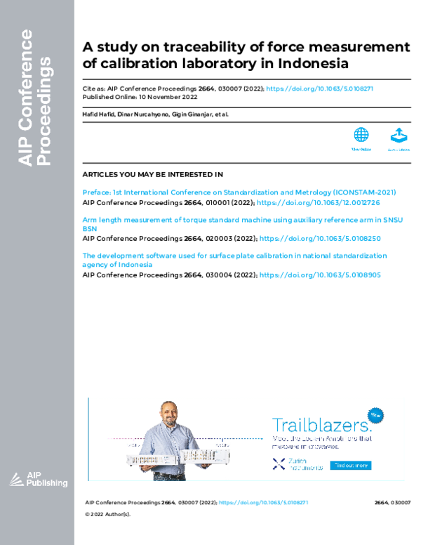 (PDF) A study on traceability of force measurement of calibration ...