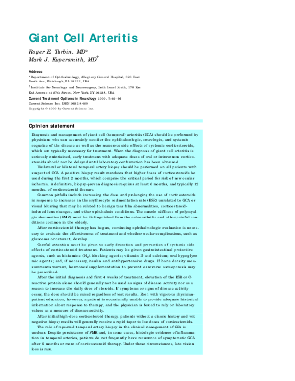 (PDF) Giant cell arteritis