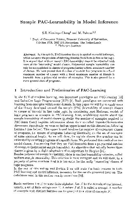 (PDF) Sample PAC-learnability in model inference