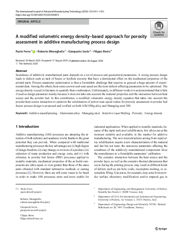 (PDF) A modified volumetric energy density–based approach for porosity ...