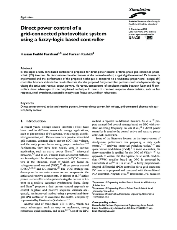 (PDF) Direct power control of a grid-connected photovoltaic system using a fuzzy-logic based ...