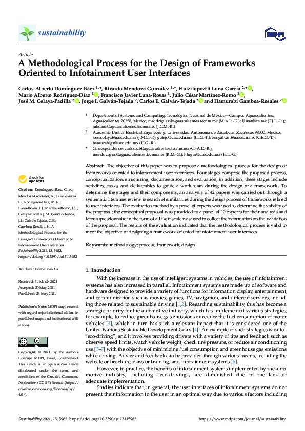 (PDF) A Methodological Process for the Design of Frameworks Oriented to Infotainment User Interfaces