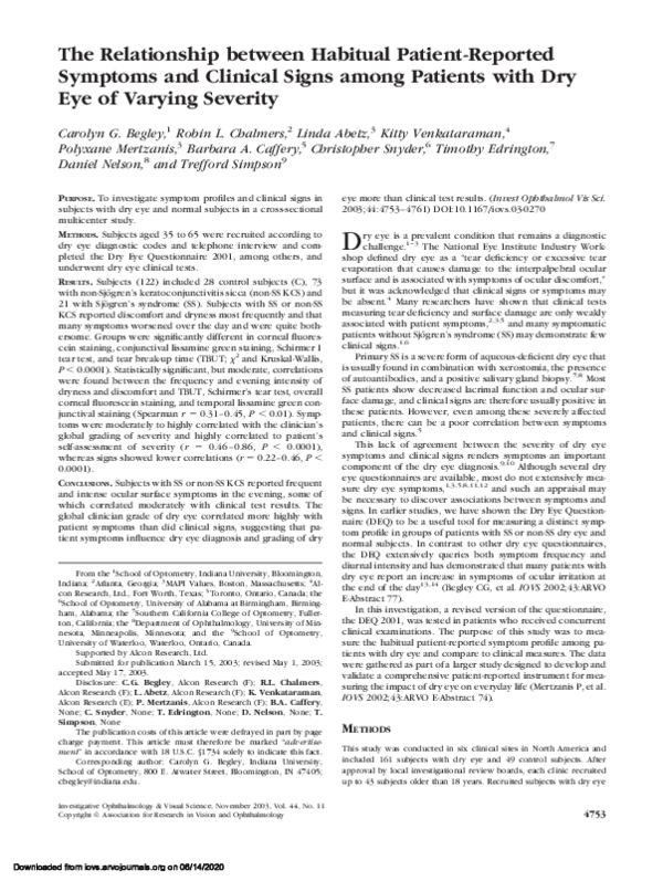(PDF) The Relationship between Habitual Patient-Reported Symptoms and ...