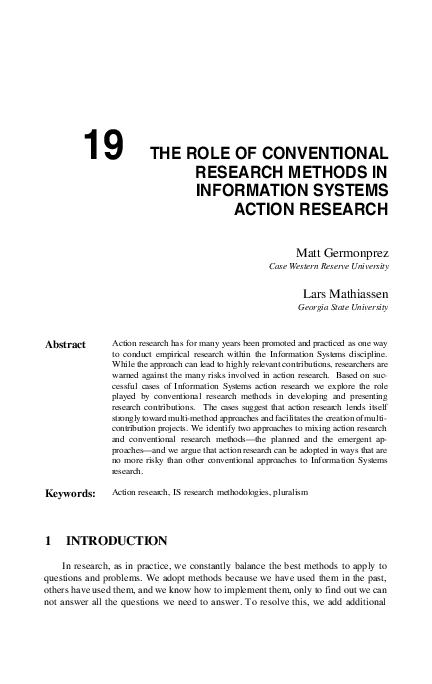 (PDF) The Role of Conventional Research Methods in Information Systems ...