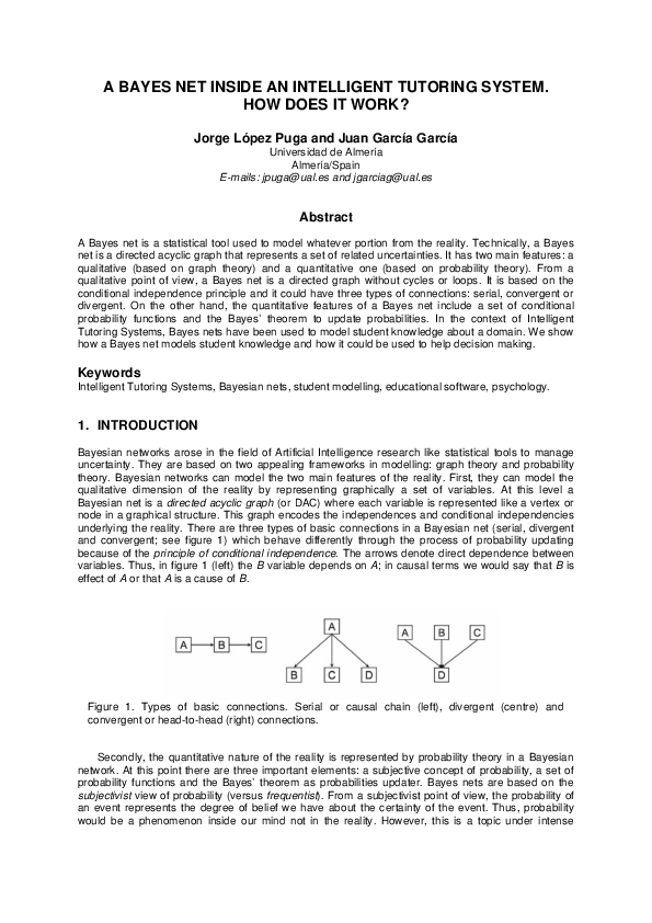 (PDF) A Bayes Net Inside an Intelligent Tutoring System. How Does It Work?