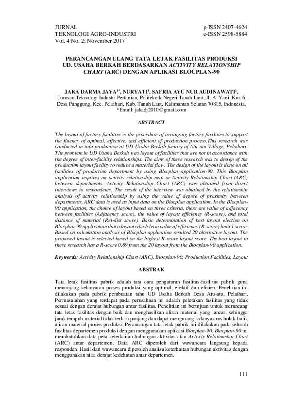 (PDF) Perancangan Ulang Tata Letak Fasilitas Produksi UD. Usaha Berkah ...