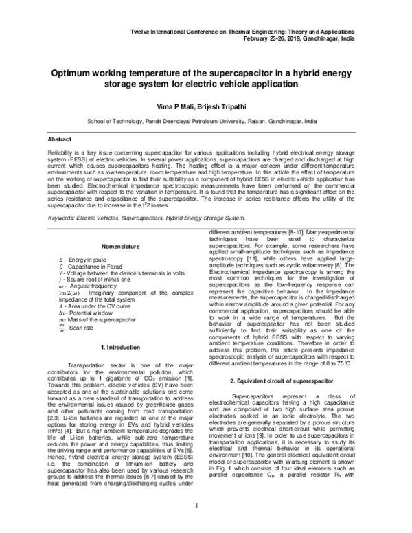 (PDF) Optimum Working Temperature of The Supercapacitor In A Hybrid ...