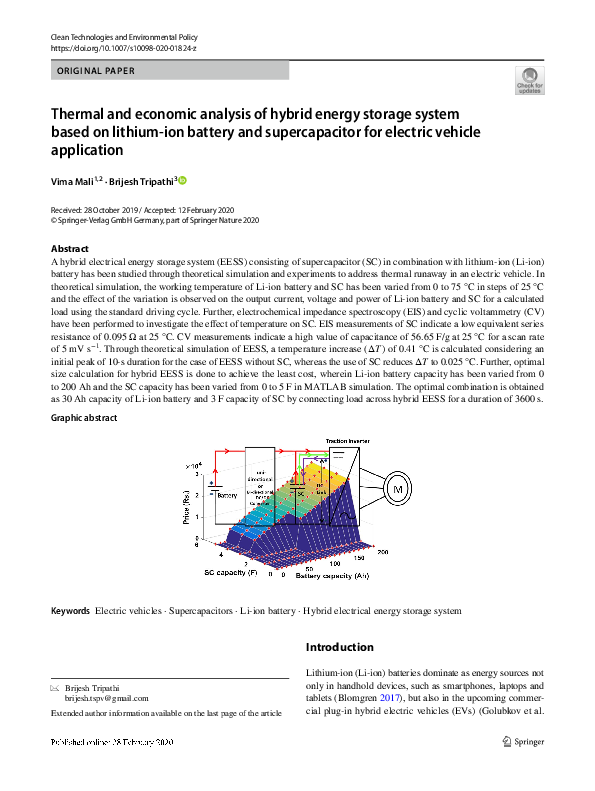 Pdf Thermal And Economic Analysis Of Hybrid Energy Storage System Based On Lithium Ion Battery