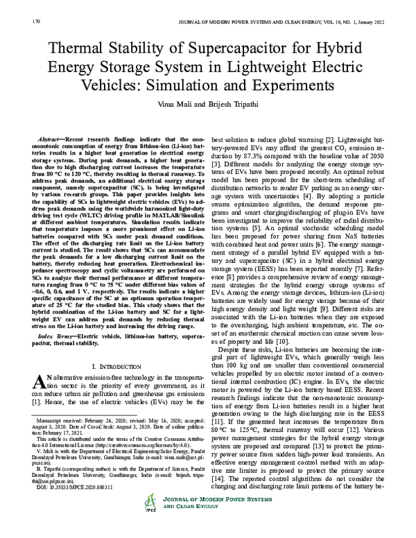 (PDF) Thermal Stability of Supercapacitor for Hybrid Energy Storage System in Lightweight ...