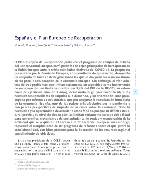 (PDF) España y el Plan Europeo de Recuperación
