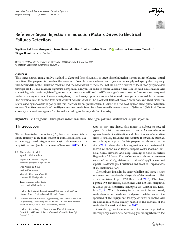 (PDF) Reference Signal Injection in Induction Motors Drives to Electrical Failures Detection