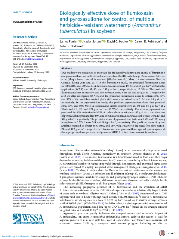 (PDF) Biologically effective dose of flumioxazin and pyroxasulfone for ...