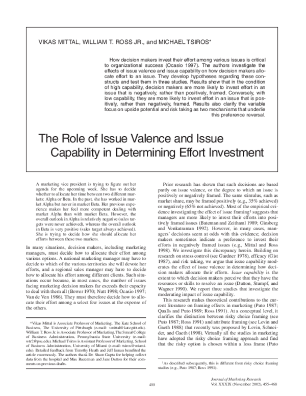 (PDF) The Role of Issue Valence and Issue Capability in Determining ...
