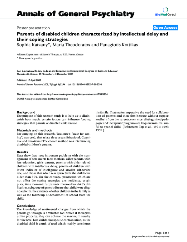 (PDF) Parents of disabled children characterized by intellectual delay ...