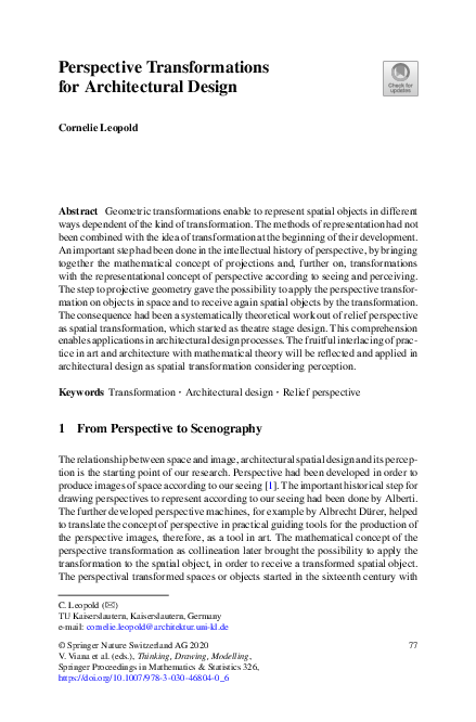 (PDF) Perspective Transformations for Architectural Design