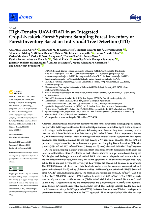Pdf High Density Uav Lidar In An Integrated Crop Livestock Forest System Sampling Forest