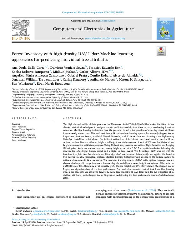 (PDF) Forest inventory with high-density UAV-Lidar: Machine learning approaches for predicting ...