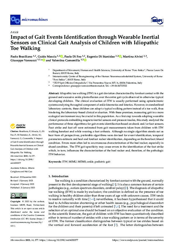 Pdf Impact Of Gait Events Identification Through Wearable Inertial Sensors On Clinical Gait