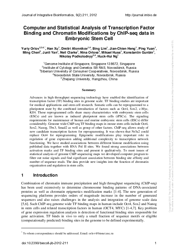 Pdf Computer And Statistical Analysis Of Transcription Factor Binding