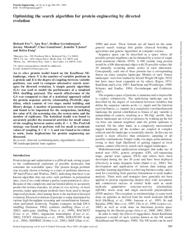 (PDF) Optimizing the search algorithm for protein engineering by directed evolution