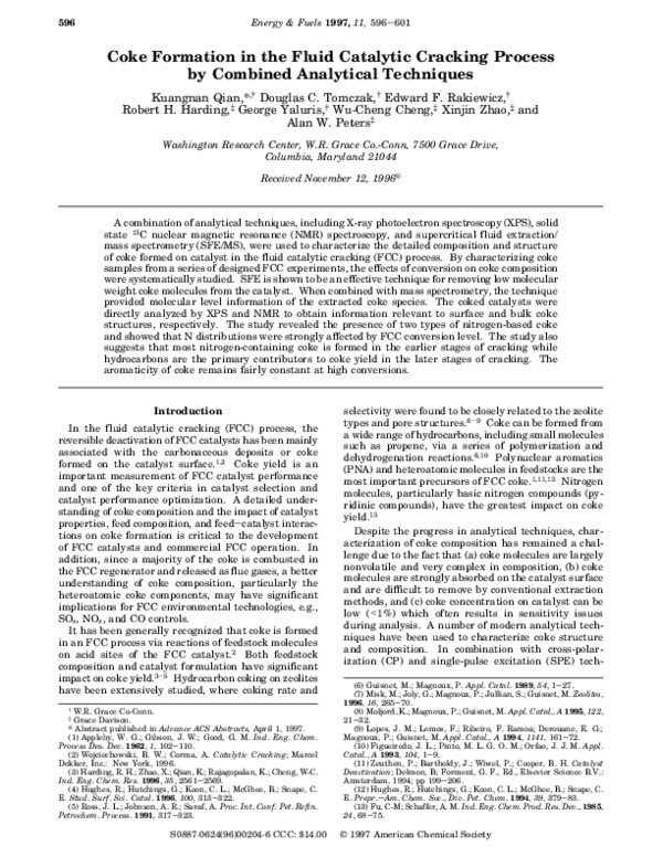 (PDF) Coke Formation in the Fluid Catalytic Cracking Process by ...