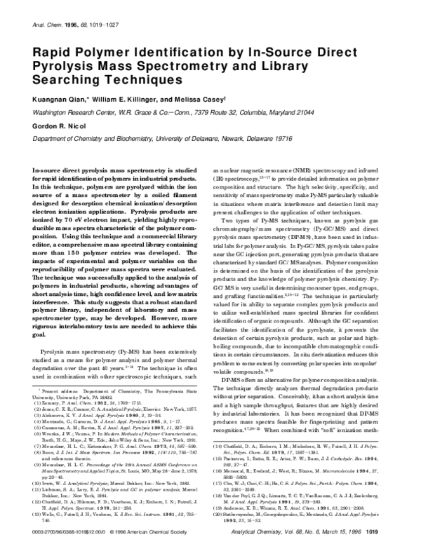(PDF) Rapid Polymer Identification by In-Source Direct Pyrolysis Mass ...