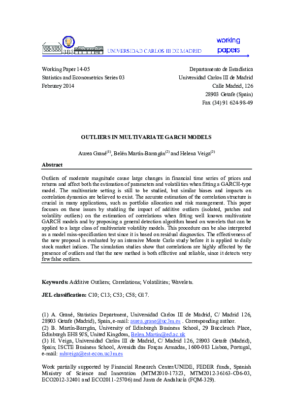 (PDF) Outliers in multivariate GARCH models: Effects and Detection
