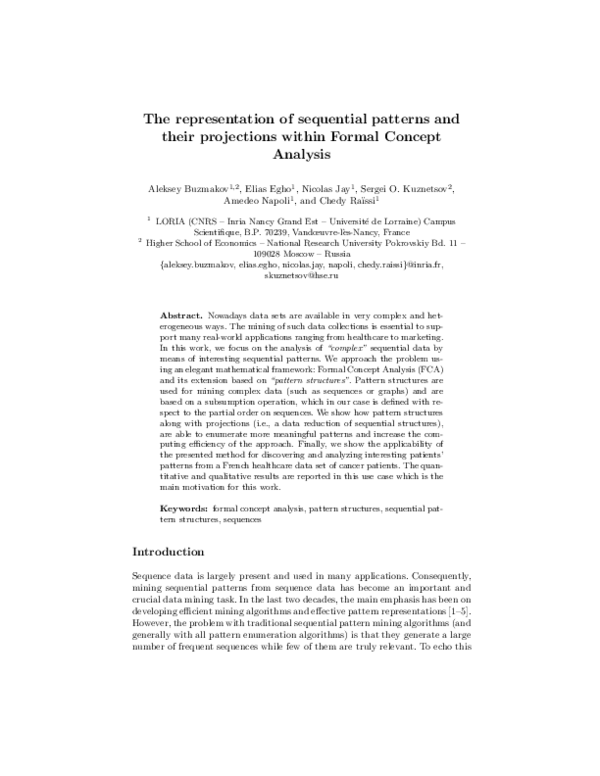 (PDF) The representation of sequential patterns and their projections within Formal Concept Analysis