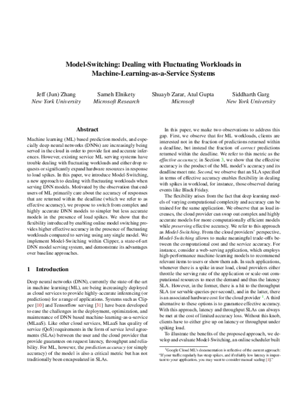 (PDF) Model-Switching: Dealing with Fluctuating Workloads in Machine ...