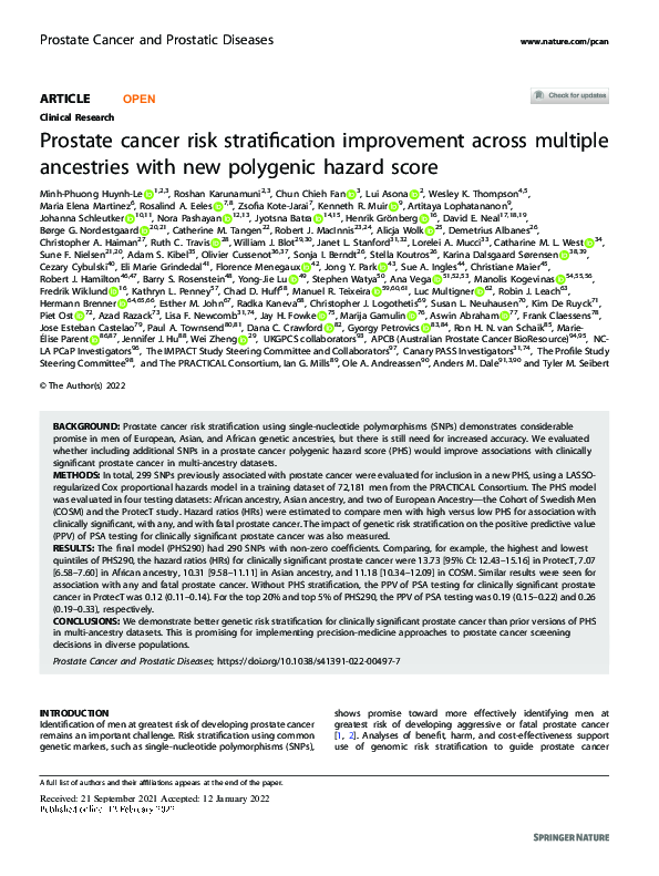(PDF) Prostate cancer risk stratification improvement across multiple ...