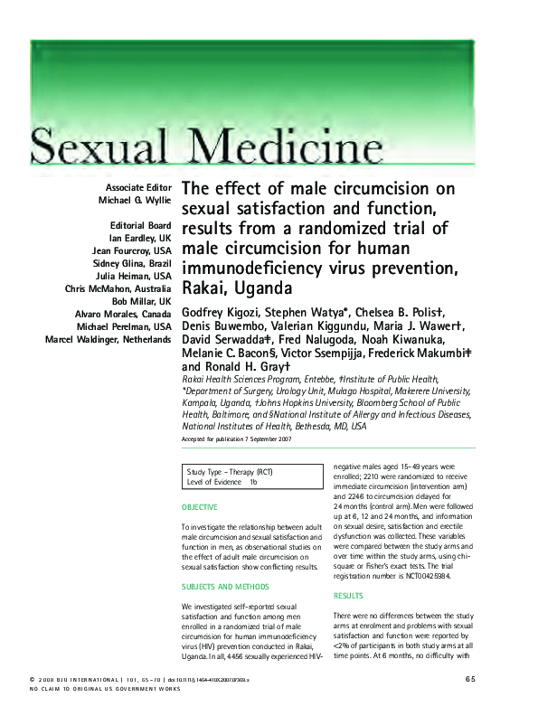 (PDF) The Effect of Male Circumcision on Sexual Satisfaction and ...