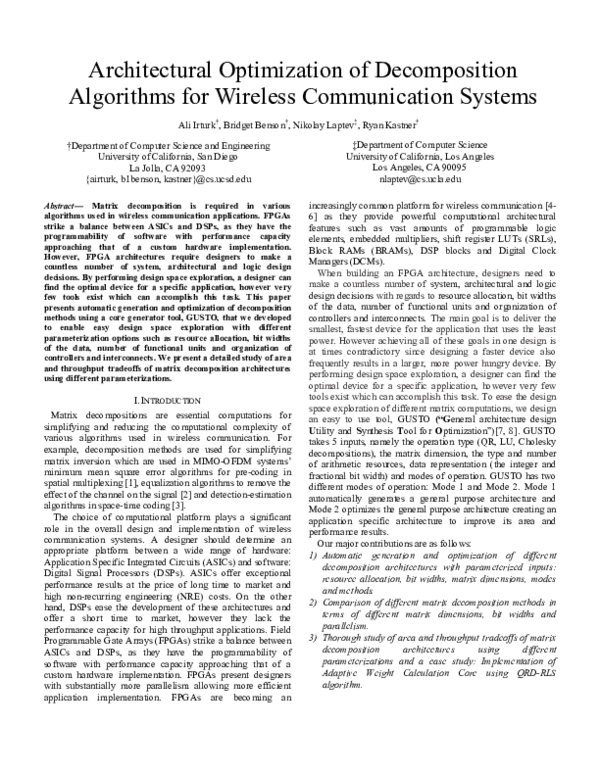 Pdf Optimizing Decomposition Algorithms For Fpgas