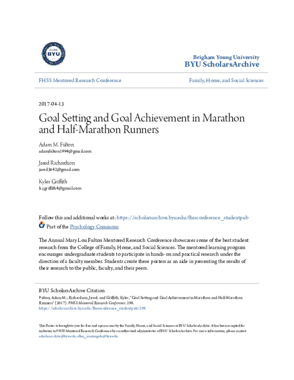 (PDF) Goal Setting and Goal Achievement in Marathon and Half-Marathon ...