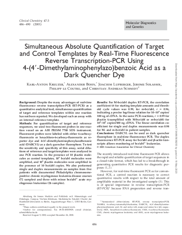 (PDF) Dual Template Quantification via RT-PCR