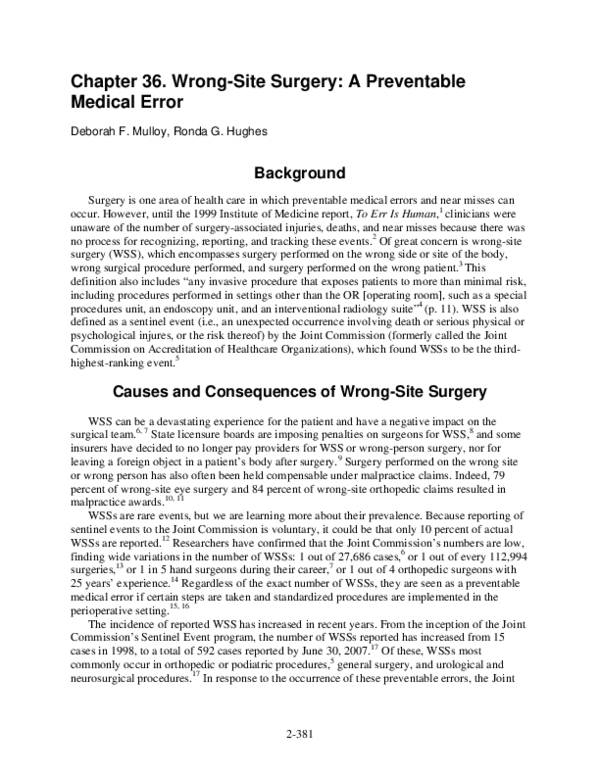 (PDF) Wrong-Site Surgery: A Preventable Medical Error