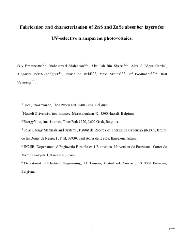 (PDF) Fabrication and characterization of ZnS and ZnSe absorber layers ...