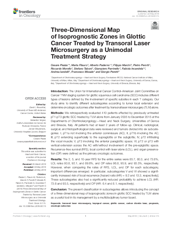 (PDF) Three-Dimensional Map of Isoprognostic Zones in Glottic Cancer ...