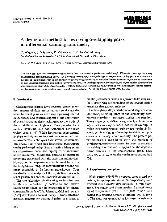 (PDF) A theoretical method for resolving overlapping peaks in differential scanning calorimetry