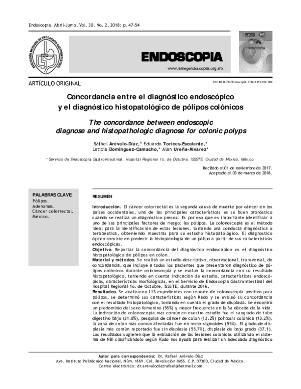 (PDF) Concordancia entre el diagnóstico endoscópico y el diagnóstico ...