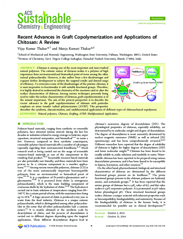 (PDF) Recent Advances in Graft Copolymerization and Applications of Chitosan: A Review