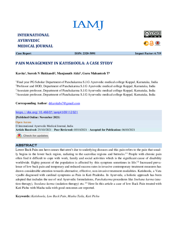 (PDF) Pain Management in Katishoola: A Case Study