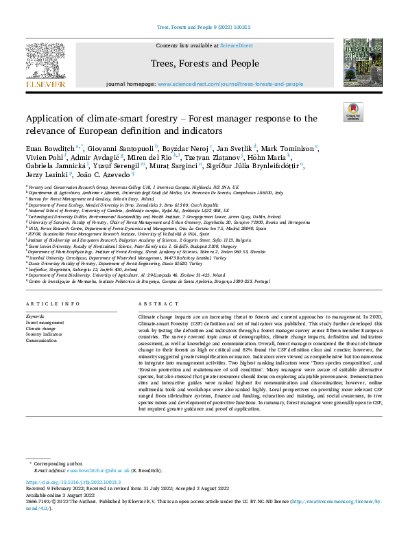 (PDF) Application of Climate-Smart Forestry – Forest Manager Response to the Relevance of ...
