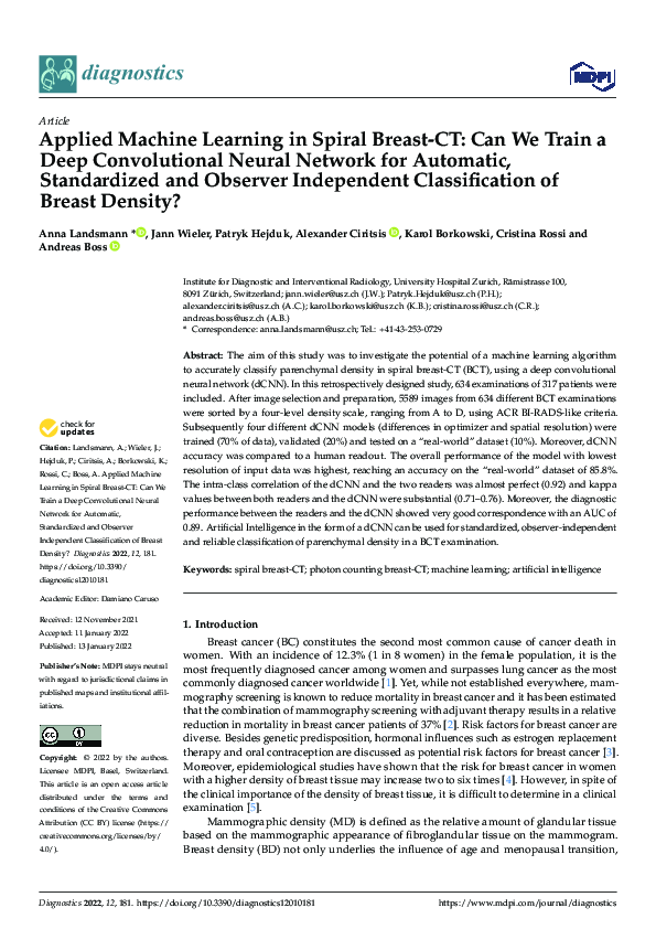 Pdf Applied Machine Learning In Spiral Breast Ct Can We Train A Deep Convolutional Neural