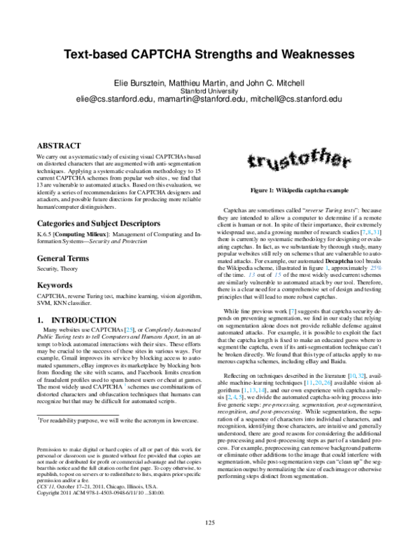 (PDF) Text-based CAPTCHA strengths and weaknesses