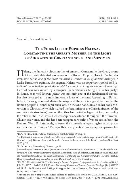 (PDF) The Pious Life of Empress Helena, Constantine the Great’s Mother ...