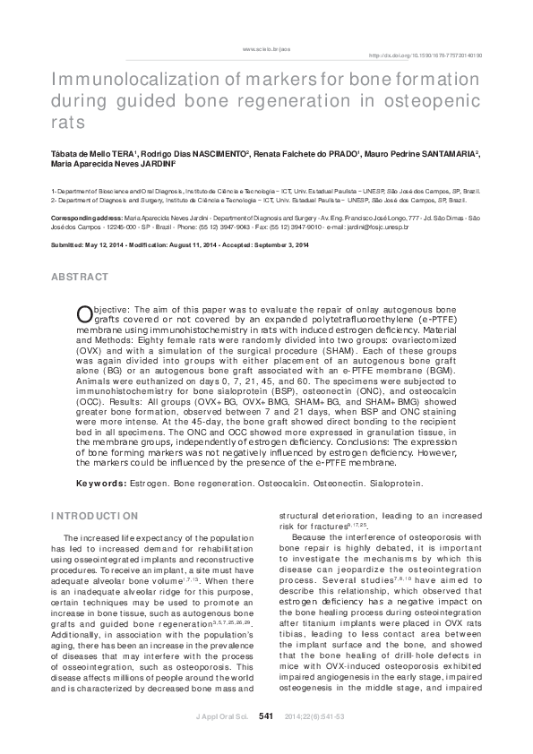 (PDF) Immunolocalization of markers for bone formation during guided ...