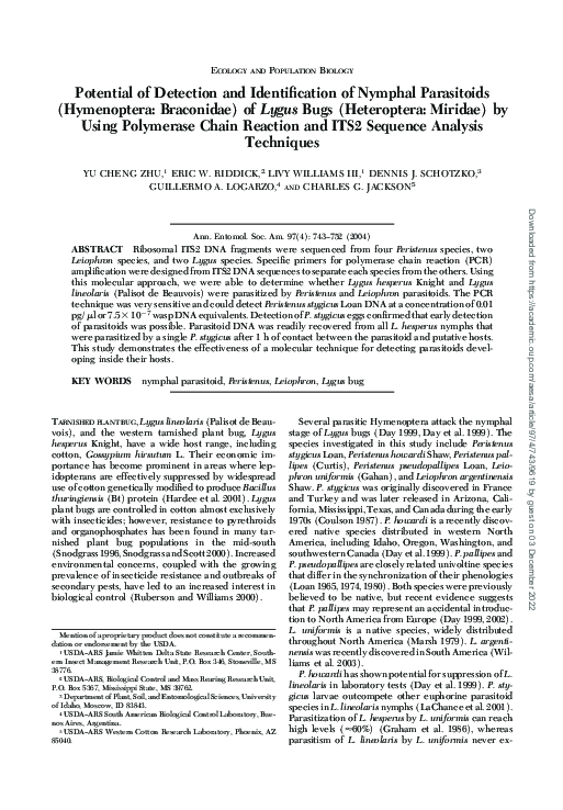 (PDF) Potential of Detection and Identification of Nymphal Parasitoids (Hymenoptera: Braconidae ...