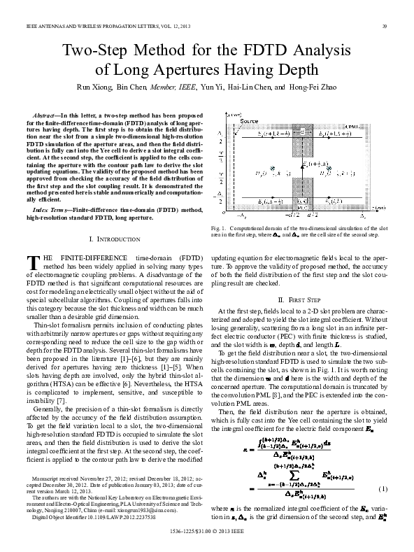 (PDF) Two-Step Method for the FDTD Analysis of Long Apertures Having Depth